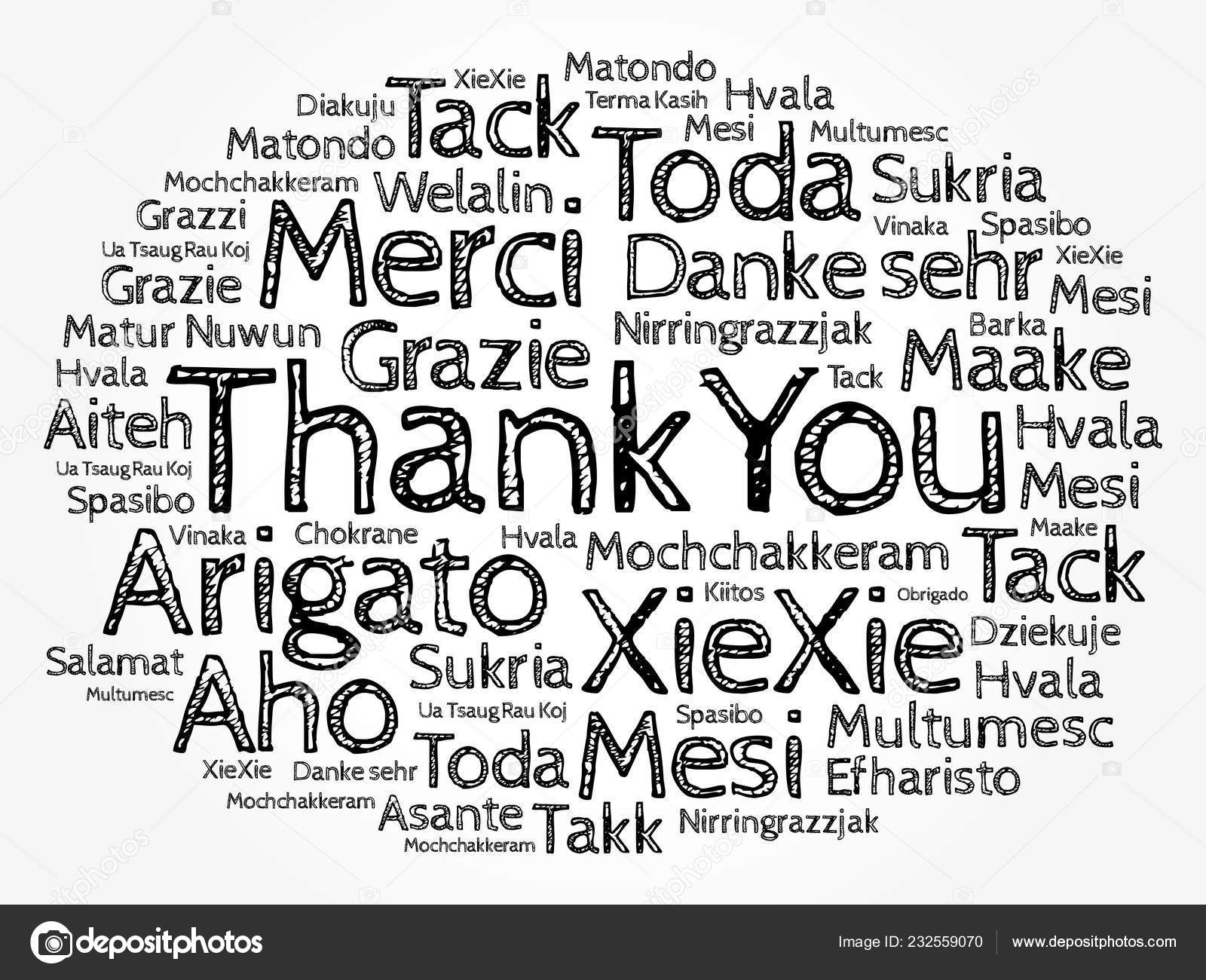 Thank You Word Cloud Background All Languages Multilingual Education ...