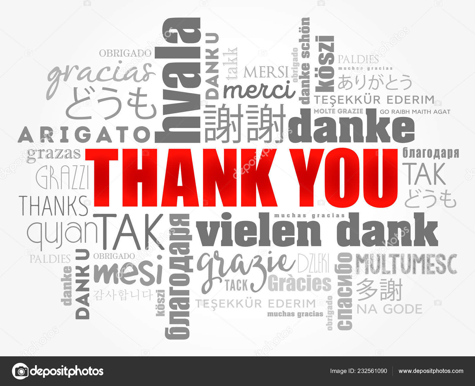 Merci Word Cloud Fond Toutes Les Langues Multilingue Pour L'éducation ...