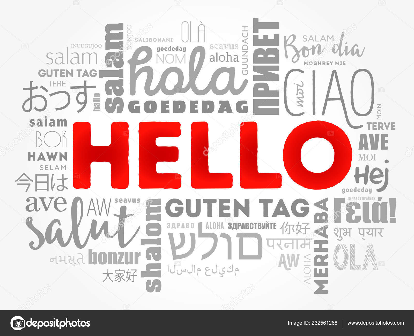 Hello Word Cloud Different Languages World Background Concept Stock ...
