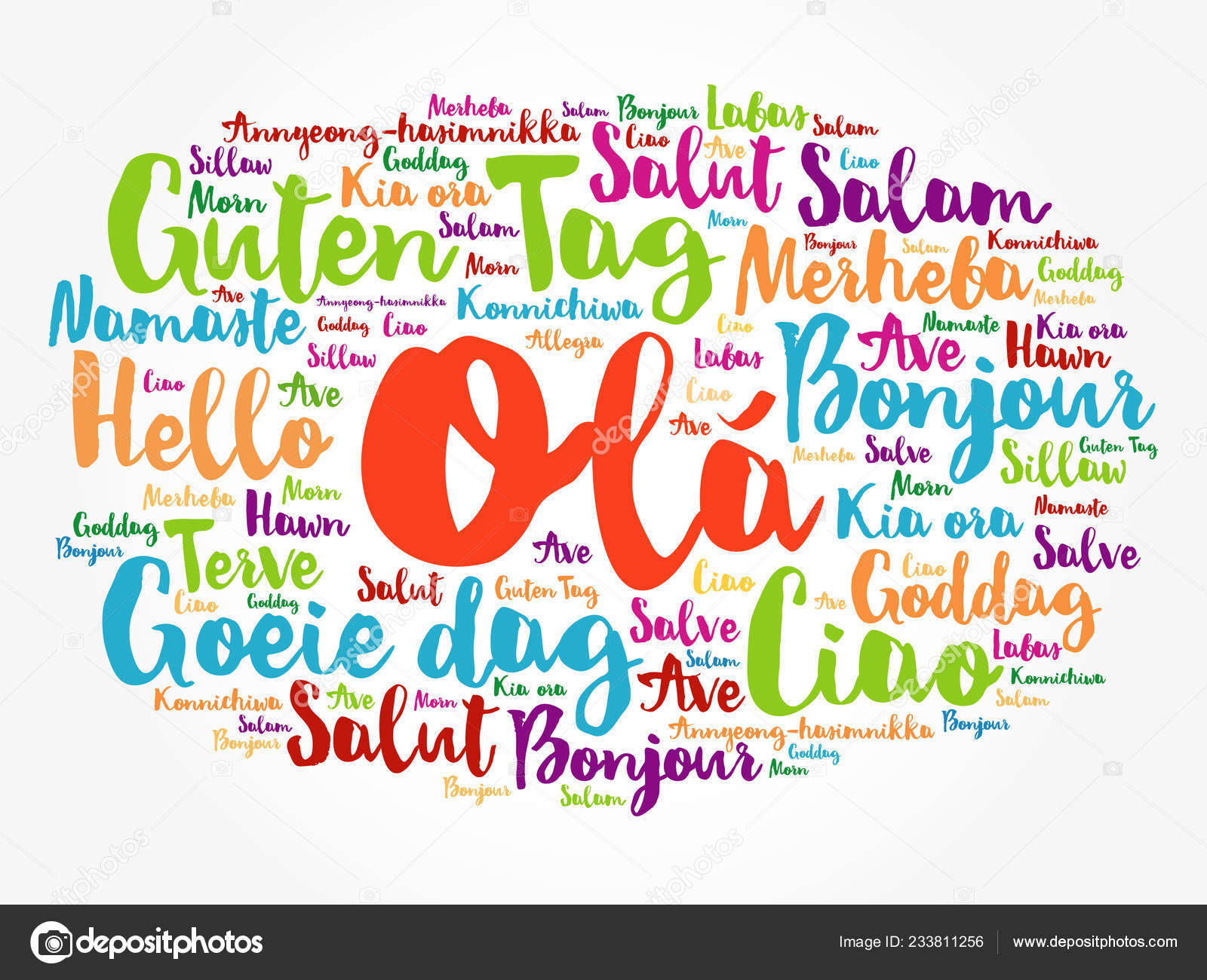 Ola Hello Greeting Portuguese Word Cloud Different Languages World ...