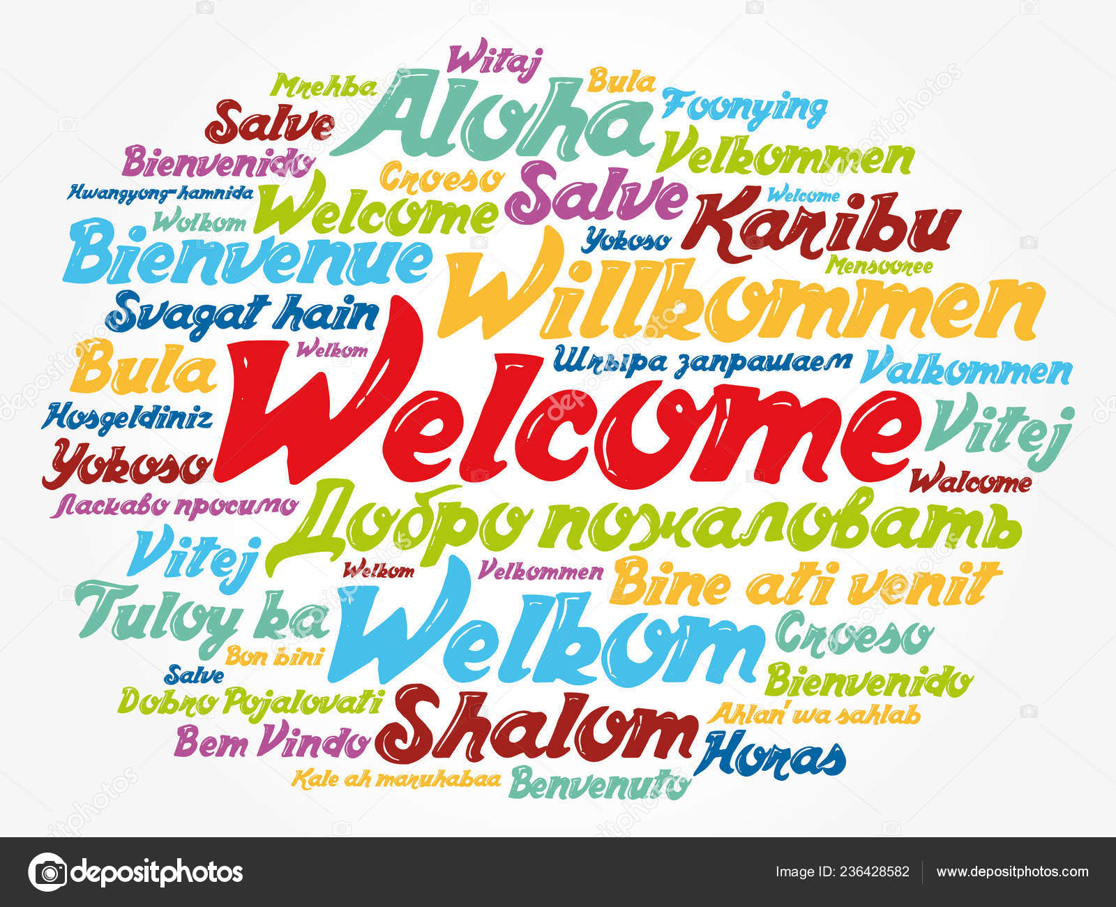 Welcome Word Cloud Different Languages Conceptual Background Stock ...