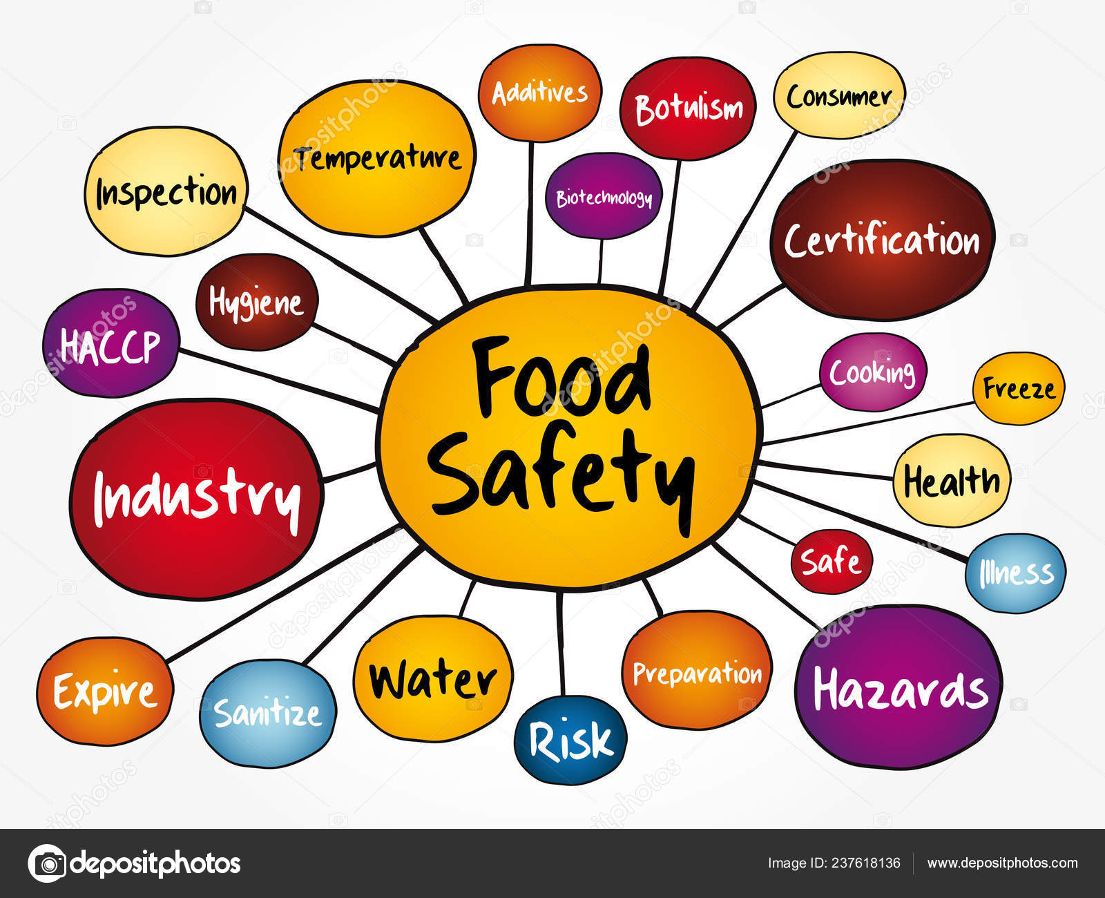 Food Safety Mind Map Flowchart Concept Presentations Reports Stock ...
