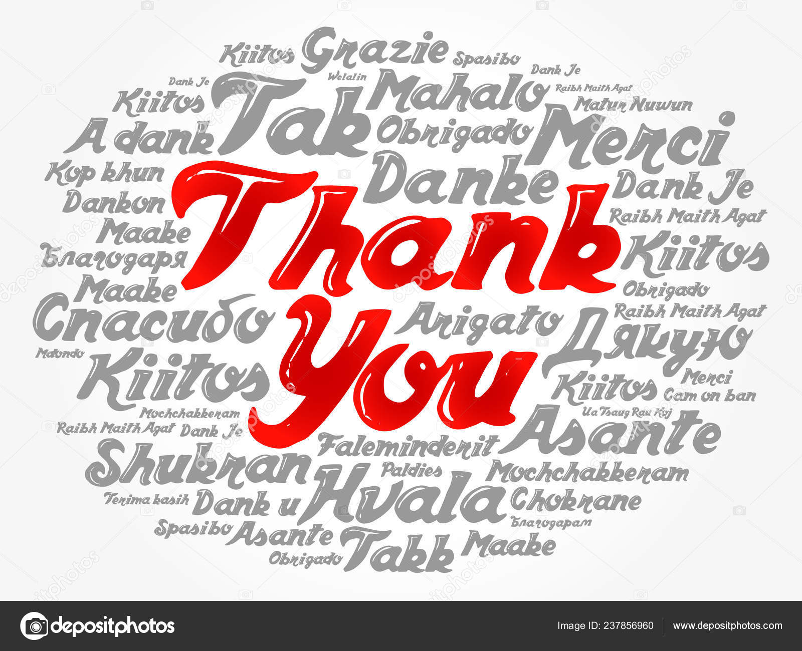 Thank You Word Cloud Background All Languages Multilingual Education ...