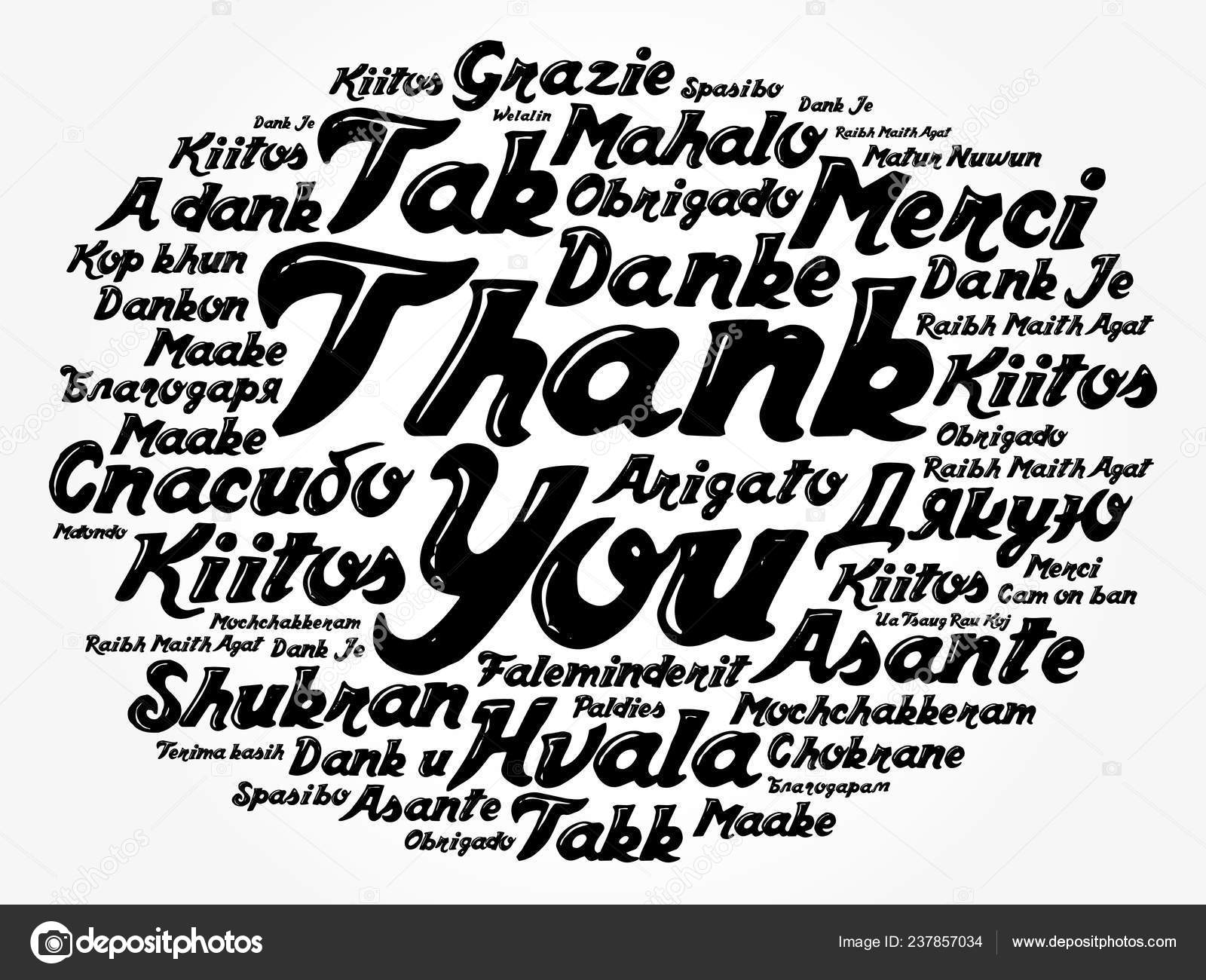 Thank You Word Cloud Background All Languages Multilingual Education ...