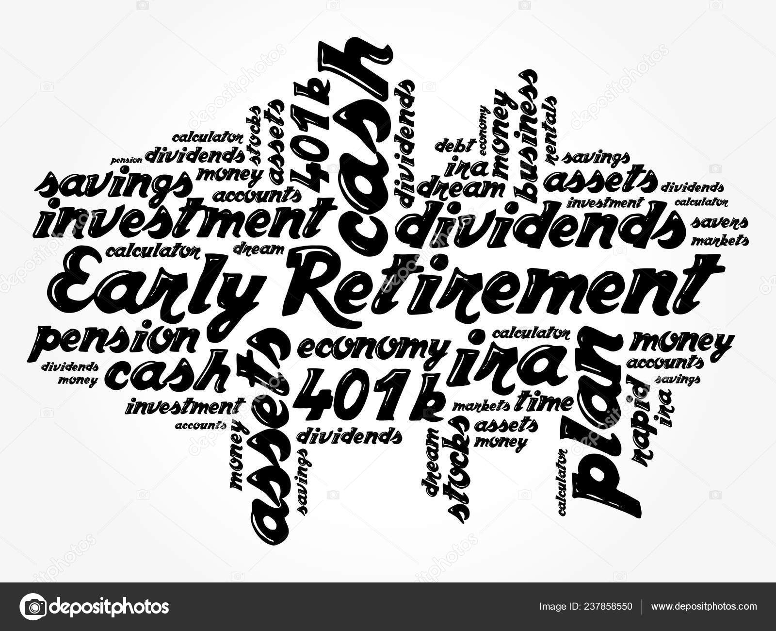 Early Retirement Word Cloud Collage Great Terms Investments Budget ...