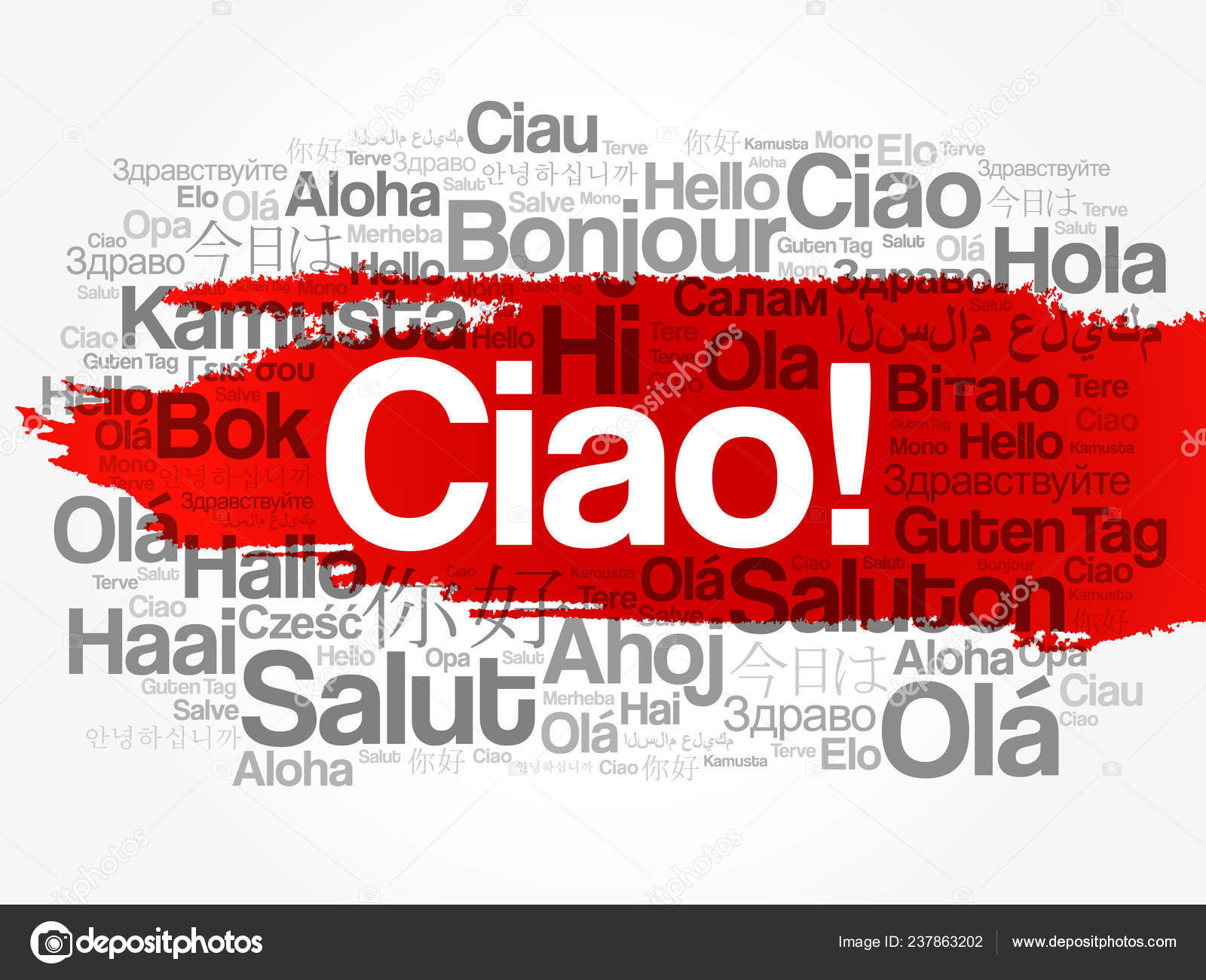 Ciao Hello Greeting Italian Word Cloud Different Languages World ...