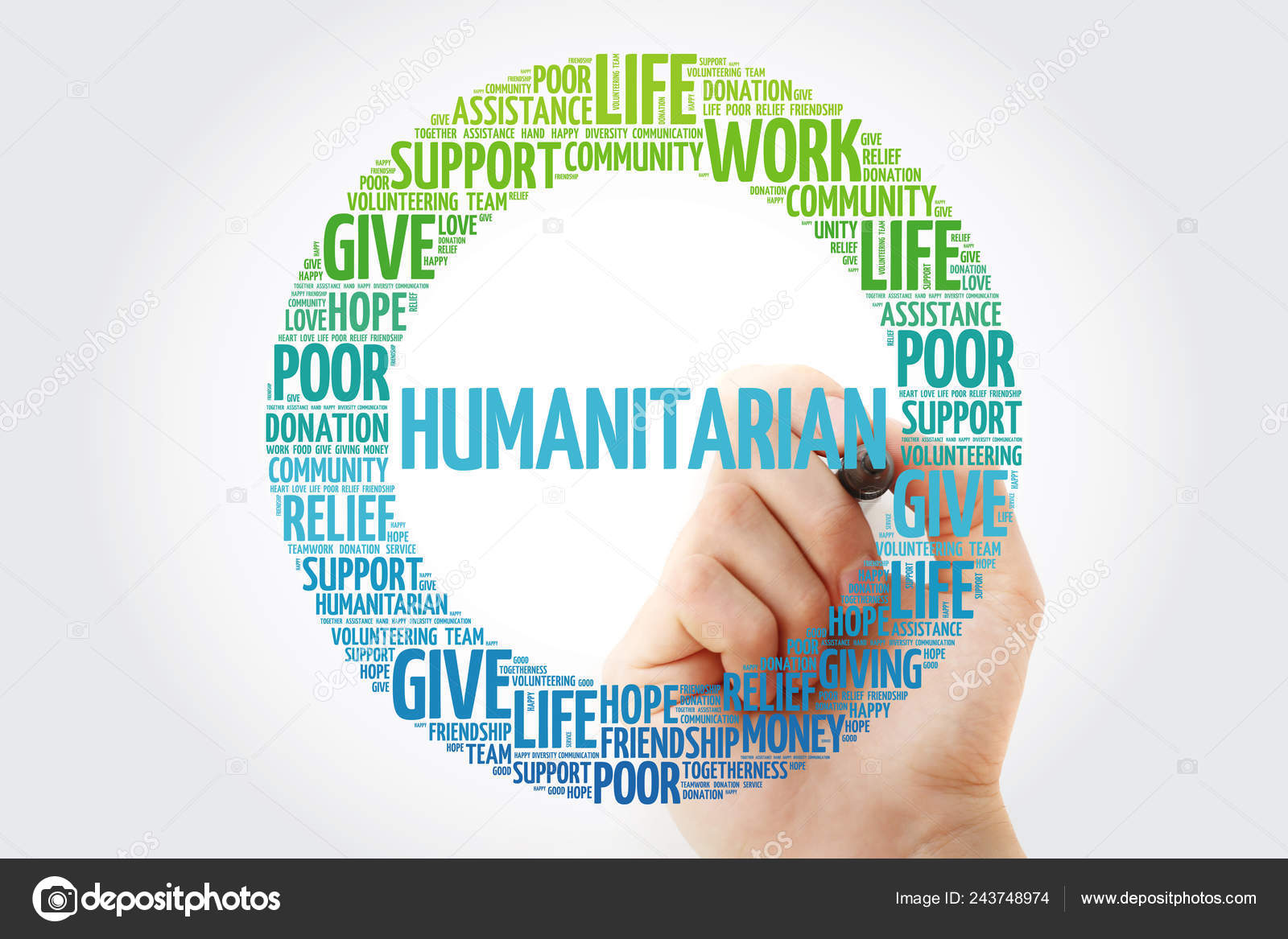 Humanitarian Word Cloud Collage Marker Social Concept Background Stock ...