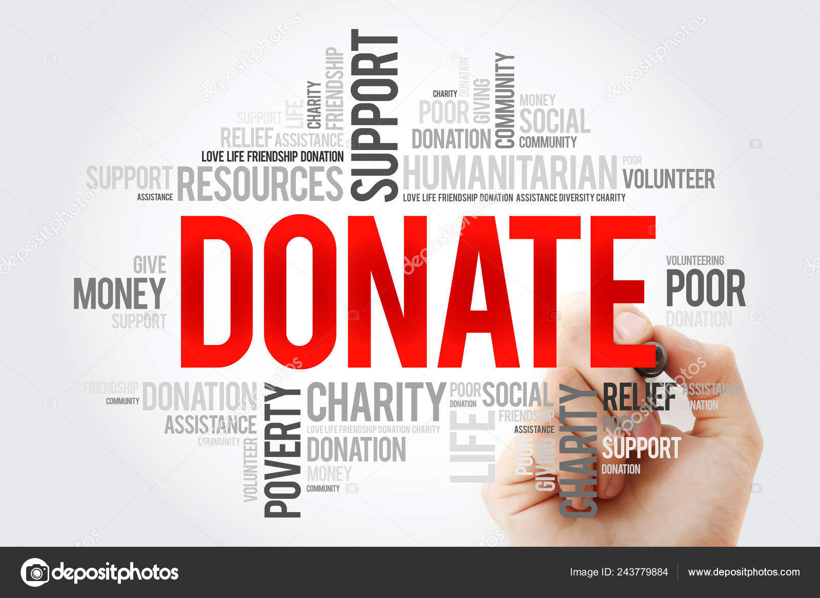 Donate Word Cloud Collage Marker Social Concept Background — Stock ...