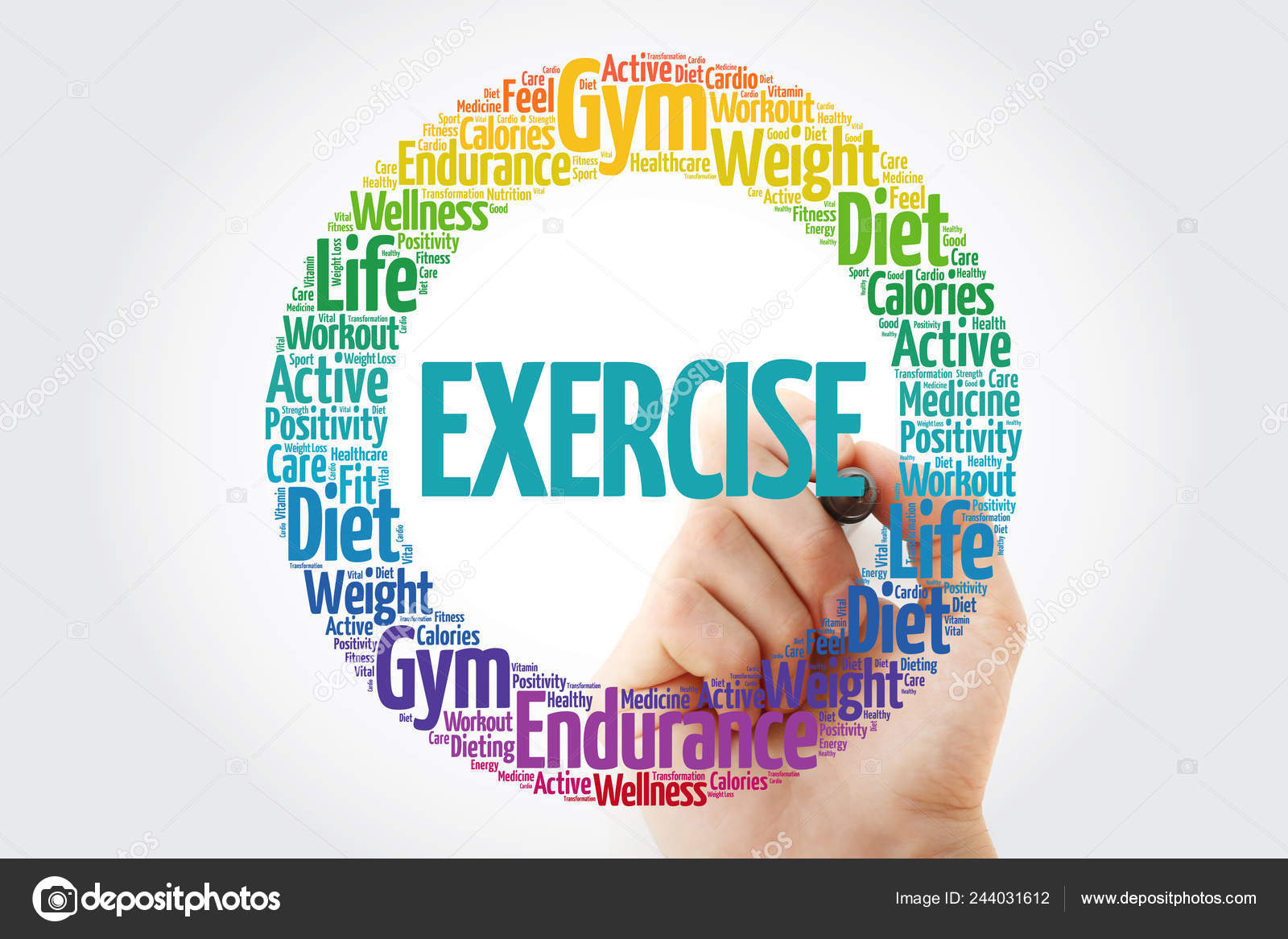 Exercise Word Cloud Marker Fitness Sport Health Concept Stock Photo by ...