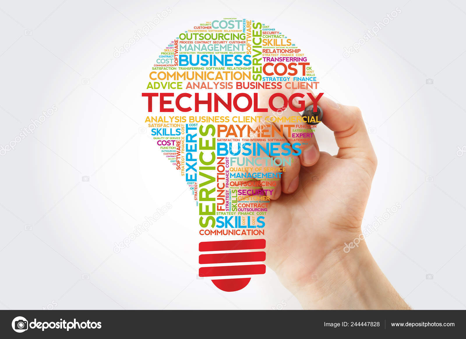 Technology Bulb Word Cloud Marker Business Concept Background Stock ...
