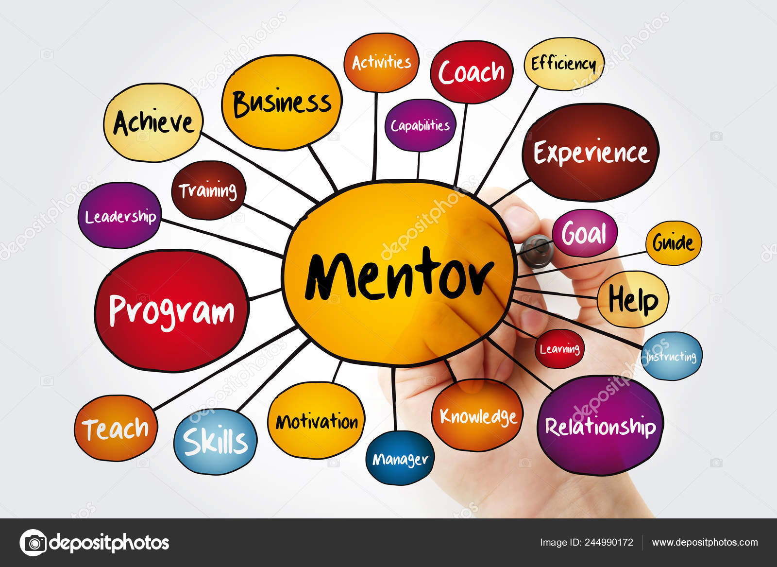 Mentor Mind Map Flowchart Marker Business Concept Presentations Reports ...