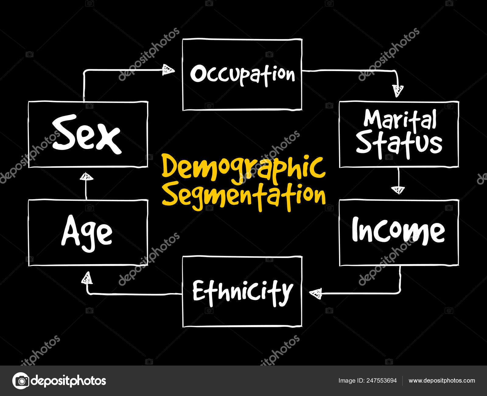 Demographic segmentation mind map Stock Vector by ©dizanna 247553694