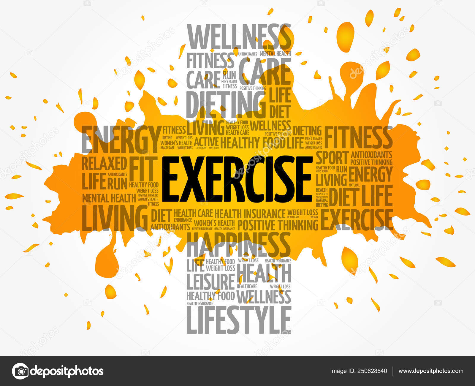 EXERCISE cross word cloud collage Stock Vector by ©dizanna 250628540