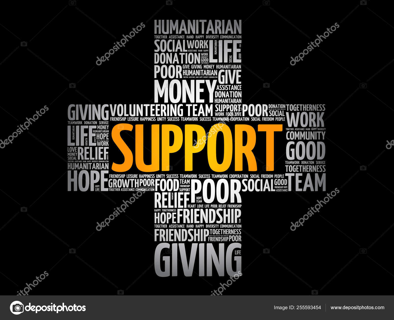 Support Cross Word Cloud Collage Stock Vector By ©dizanna 255593454