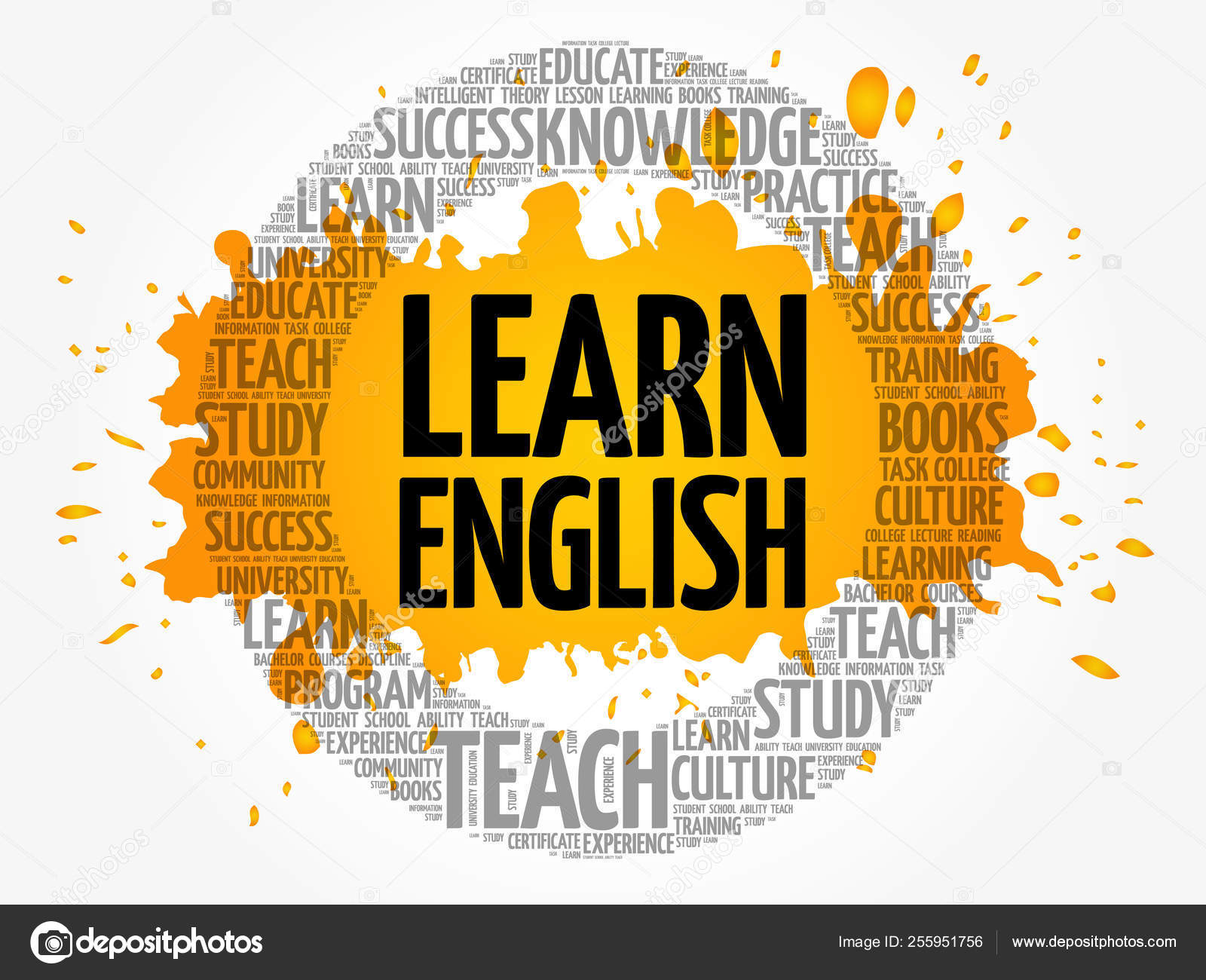 Pelajari bahasa Inggris kolase awan Vektor Stok oleh ©dizanna 255951756