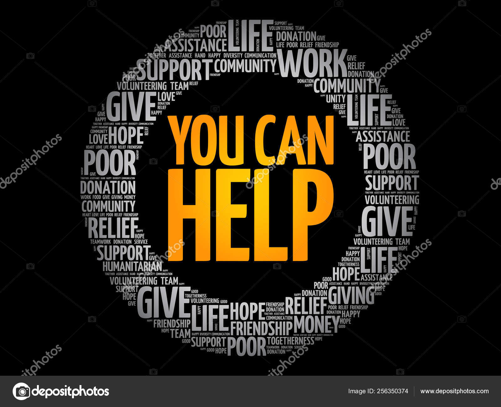 Vous pouvez aider le mot collage nuage Vecteur par ©dizanna 256350374