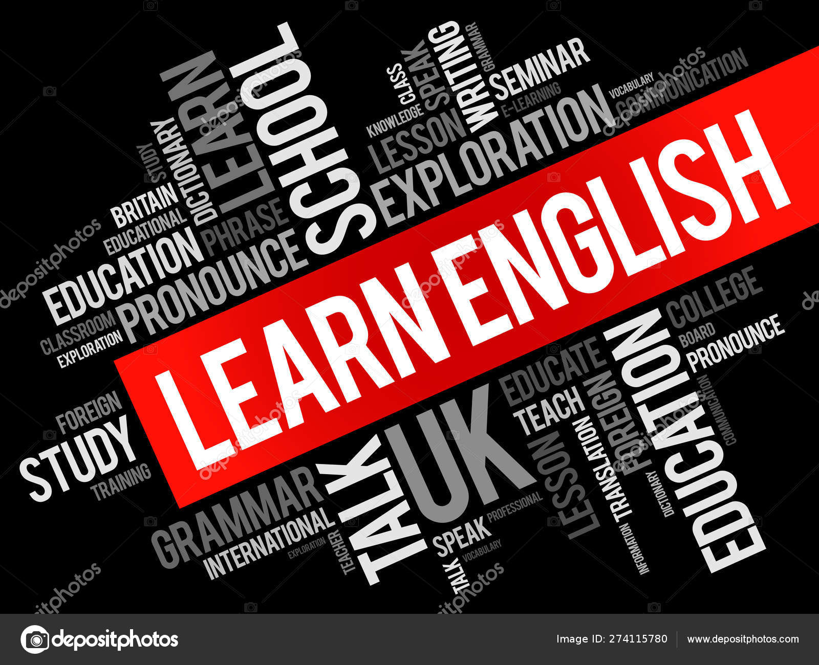 Aprende inglés word cloud collage Vector de stock #274115780 de ©dizanna