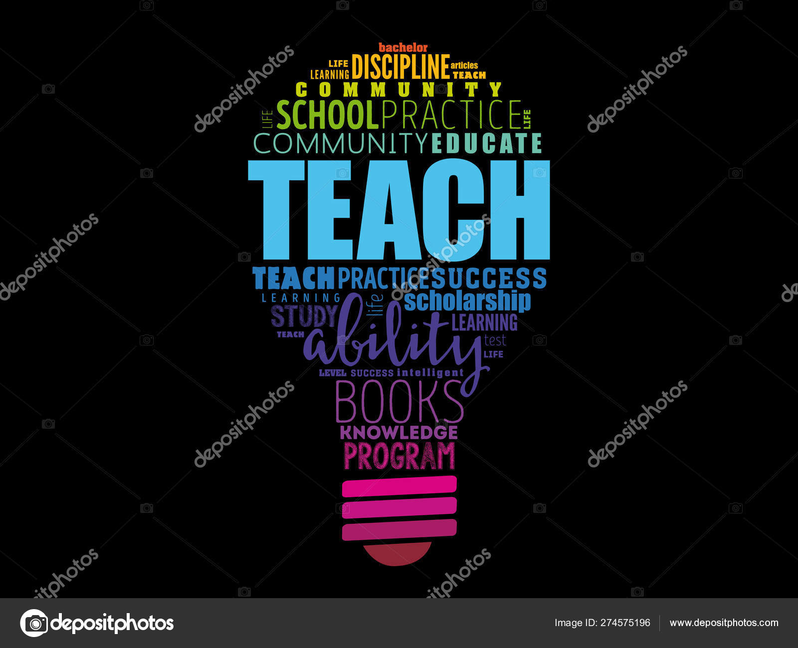 TEACH bulb word cloud Stock Vector by ©dizanna 274575196