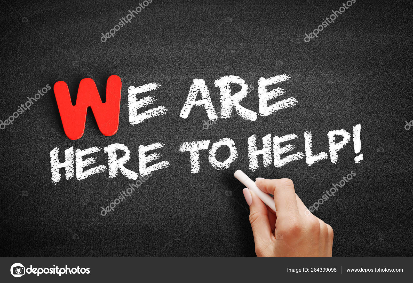 We Are Here to Help! text on blackboard — Stock Photo © dizanna #284399098