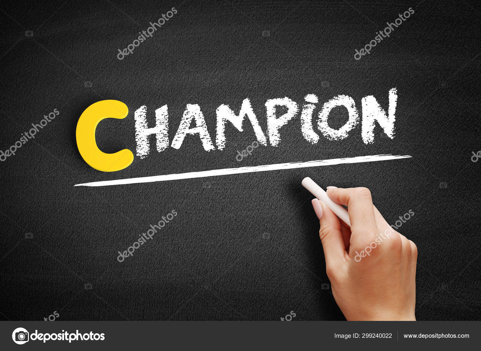 Champion text on blackboard Stock Photo by ©dizanna 299240022