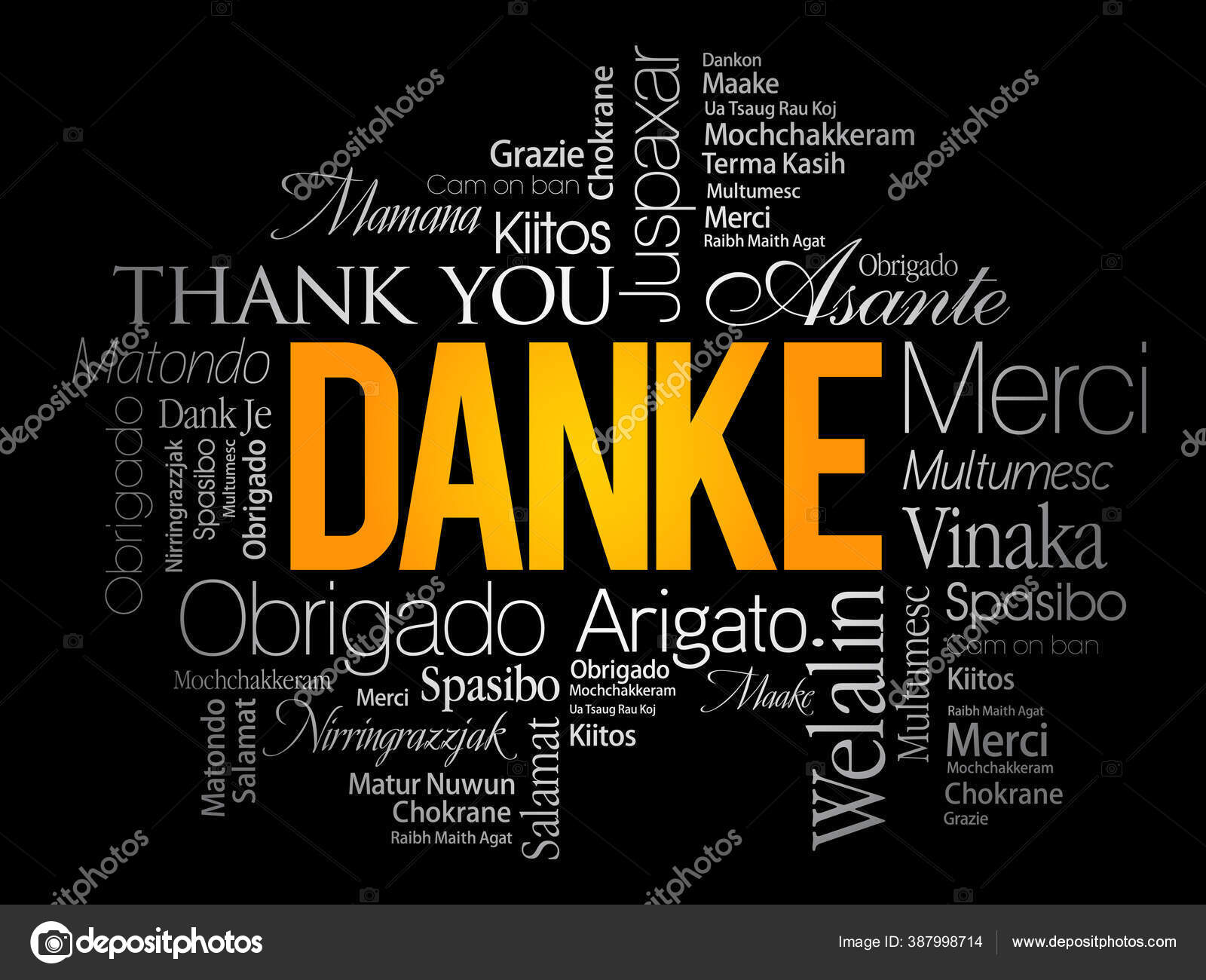Danke Thank You German Word Cloud Background Different Languages Stock ...