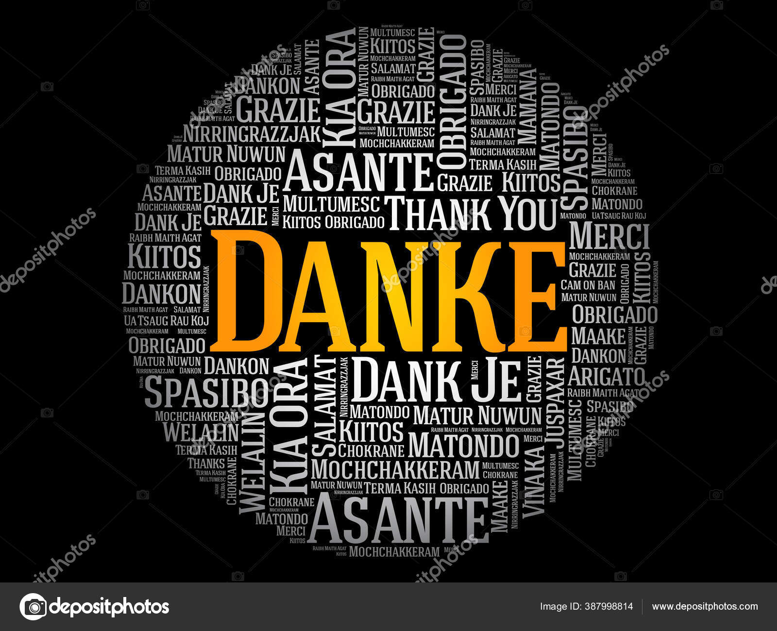 Danke Thank You German Word Cloud Background Different Languages Stock ...