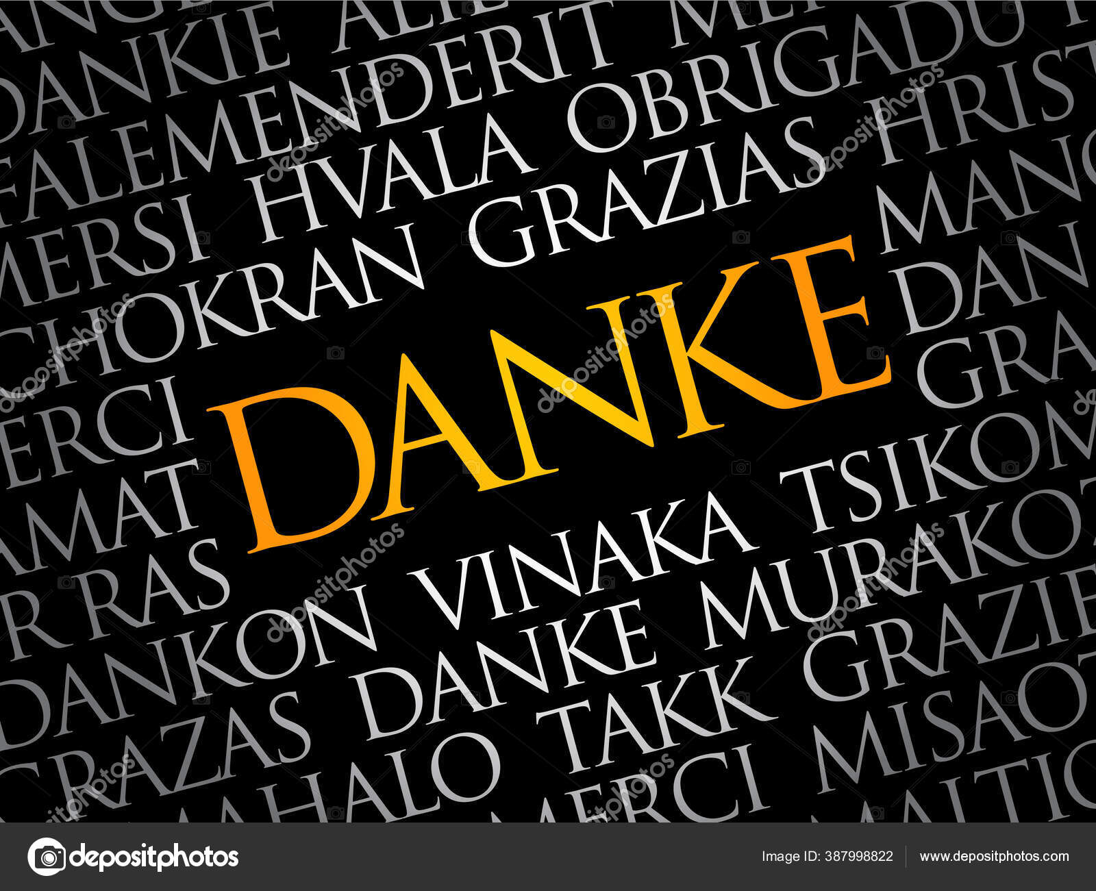 Danke Thank You German Word Cloud Background Different Languages Stock ...
