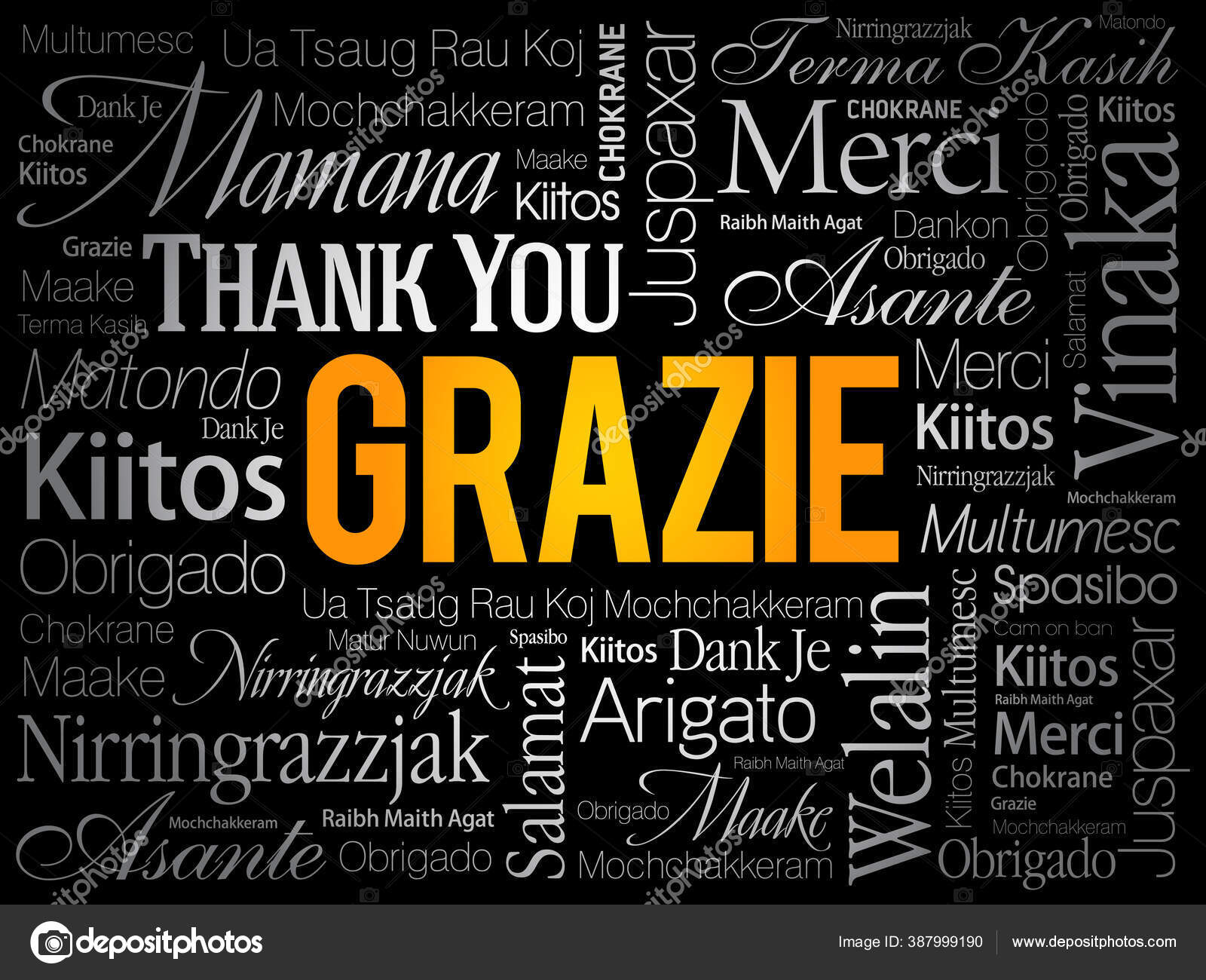 Grazie Thank You Italian Word Cloud Background Different Languages Stock Vector by ©dizanna ...