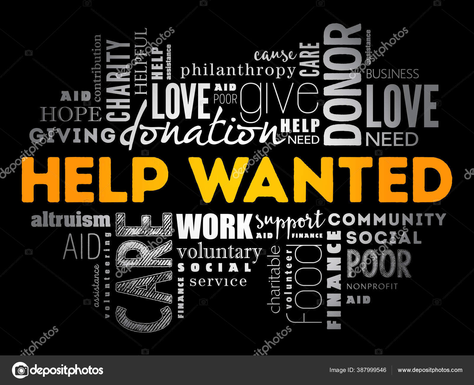 Help Wanted Word Cloud Collage Social Concept Background Stock Vector ...