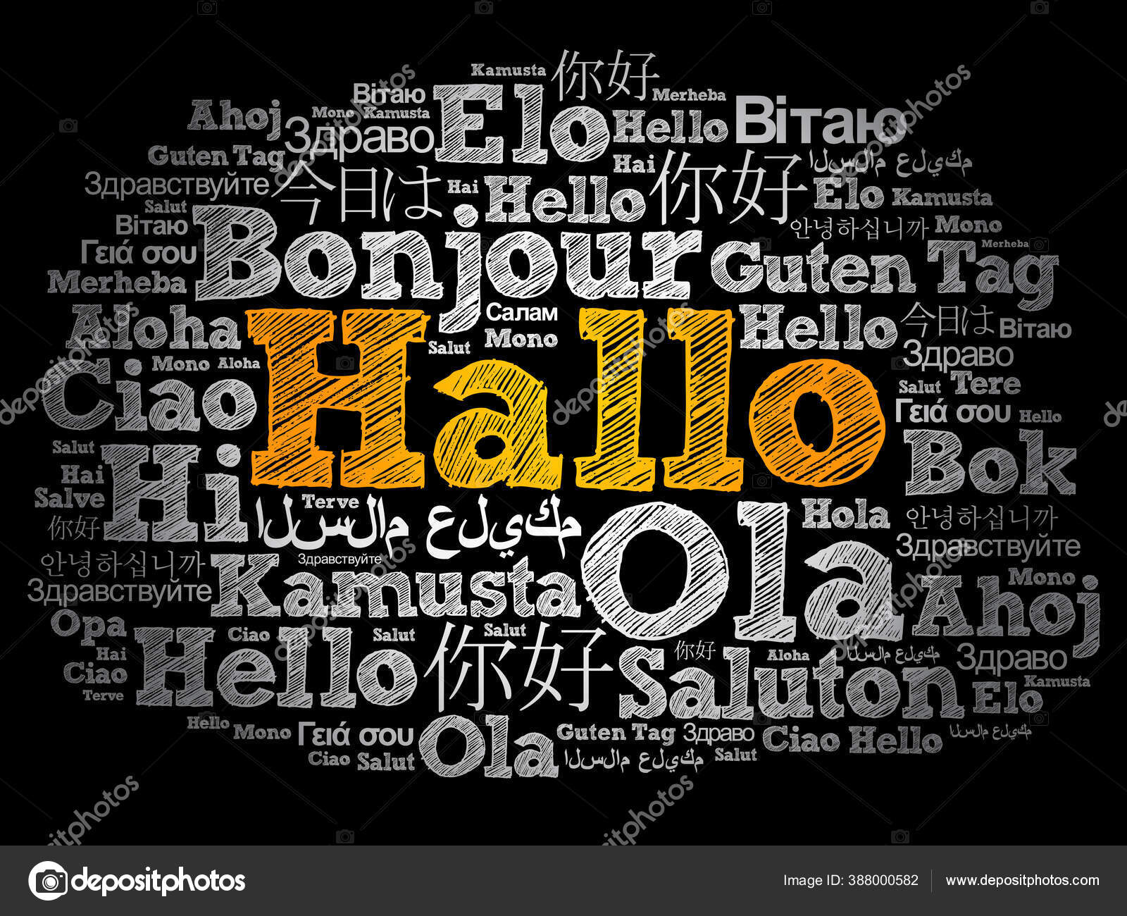 Hallo Hello Greeting German Word Cloud Different Languages World Stock ...