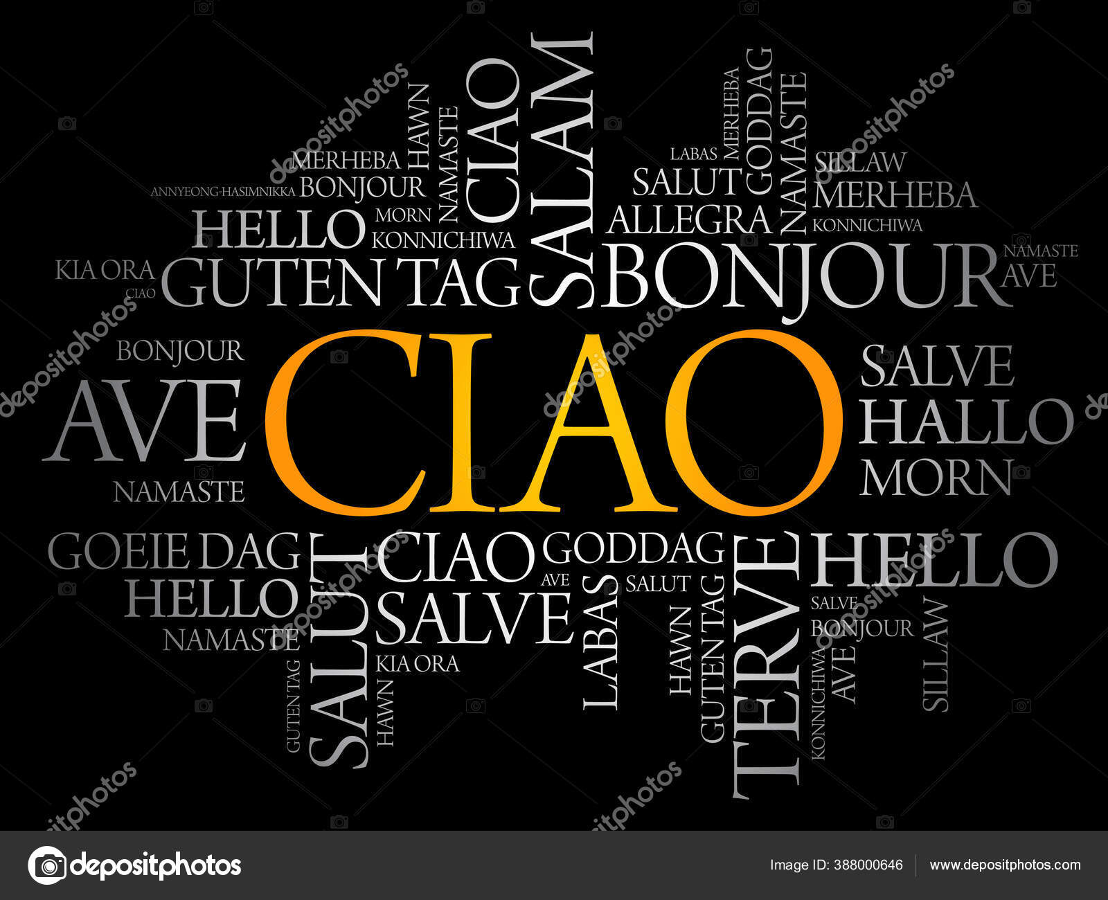 Ciao Hello Greeting Italian Word Cloud Different Languages World Stock ...