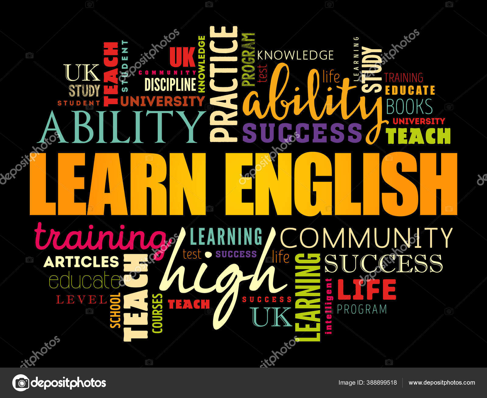 Learn English Word Cloud Collage Education Concept Background Stock ...