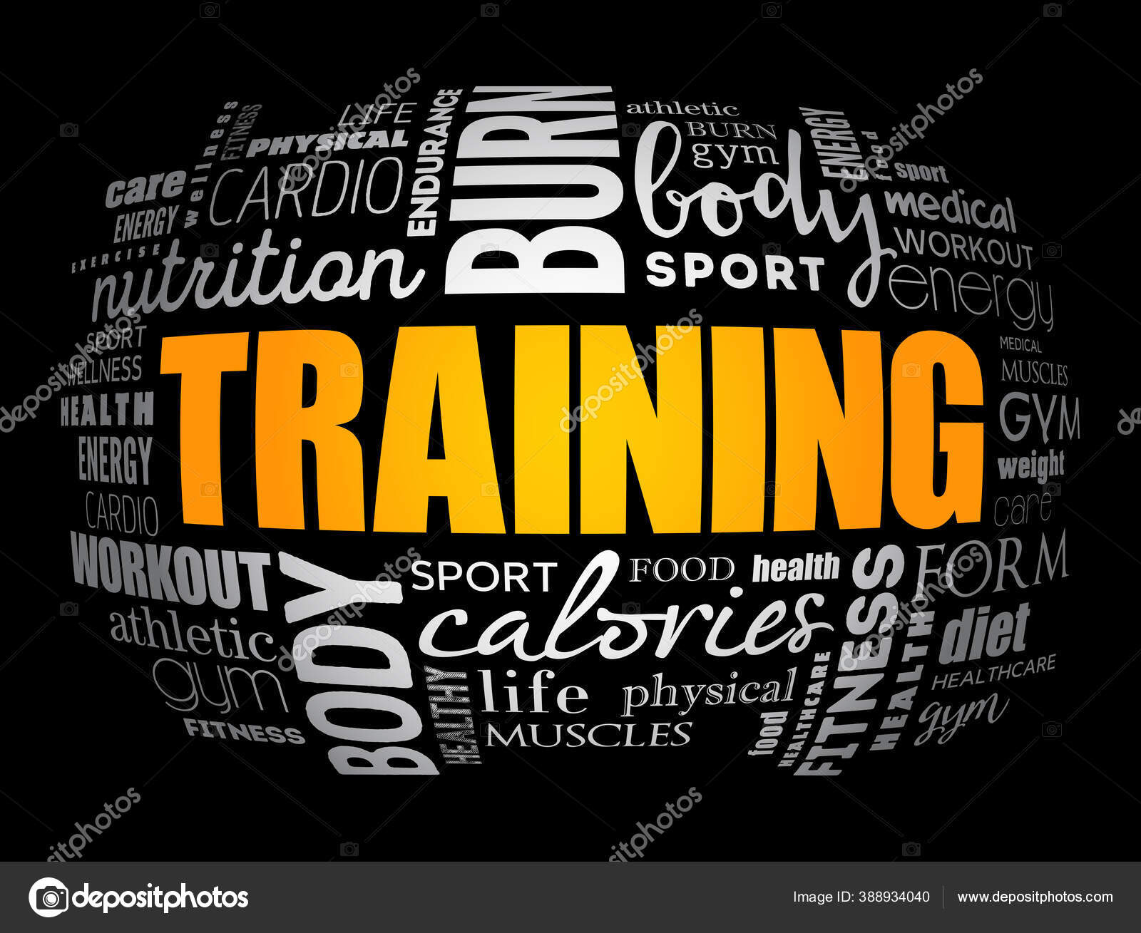 Training Word Cloud Fitness Sport Health Concept Background Stock ...
