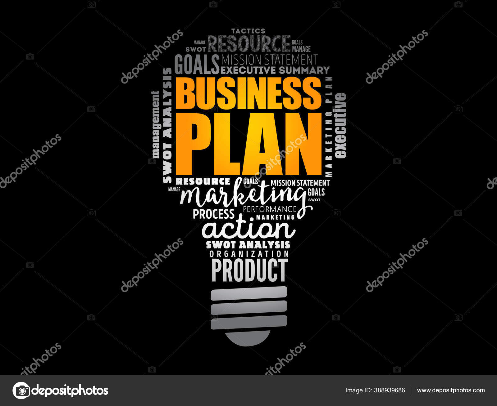Business Plan Light Bulb Word Cloud Collage Business Concept Background ...