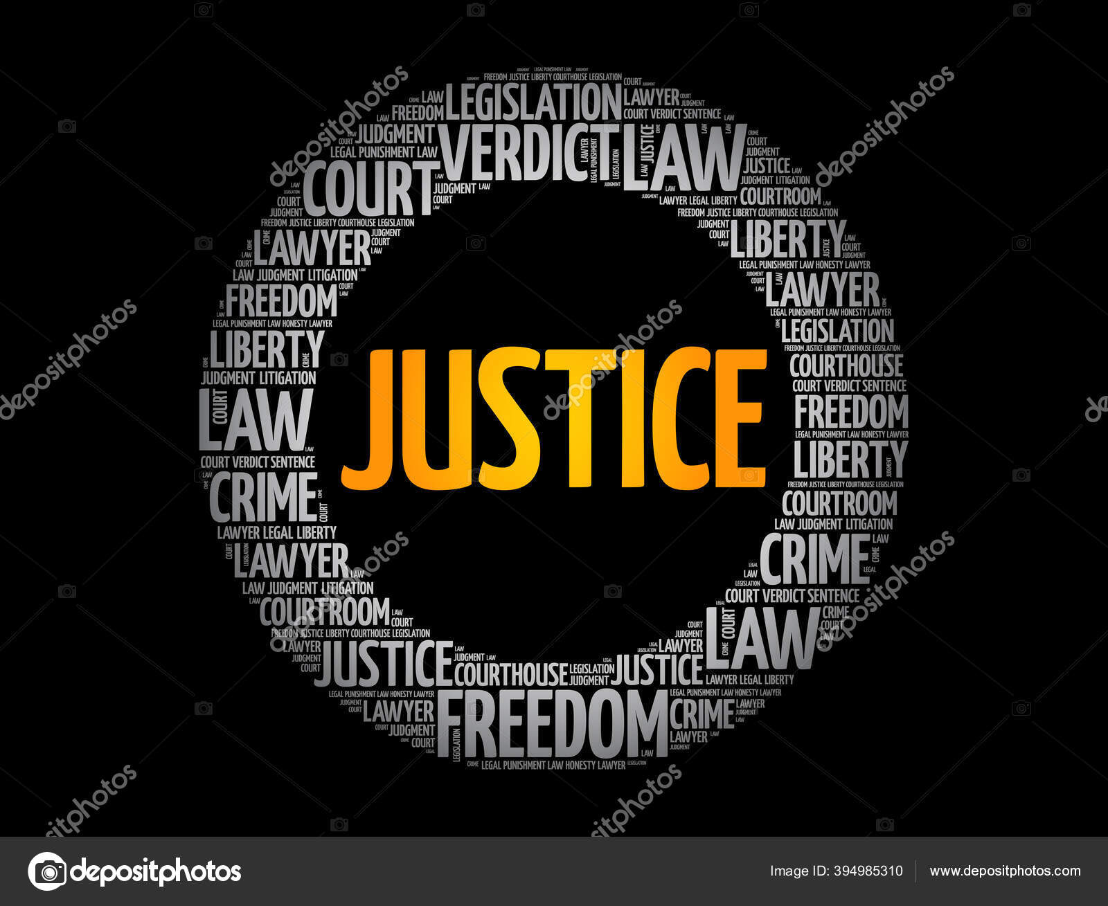 Círculo Justicia Palabra Nube Collage Derecho Concepto Fondo Vector de ...