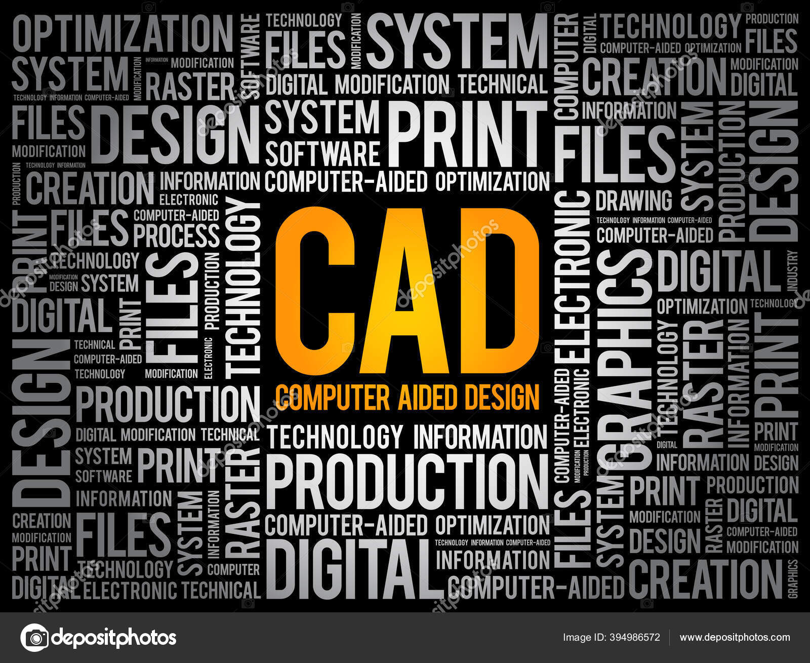 Cad Diseño Asistido Por Computadora Word Cloud Business Concept ...