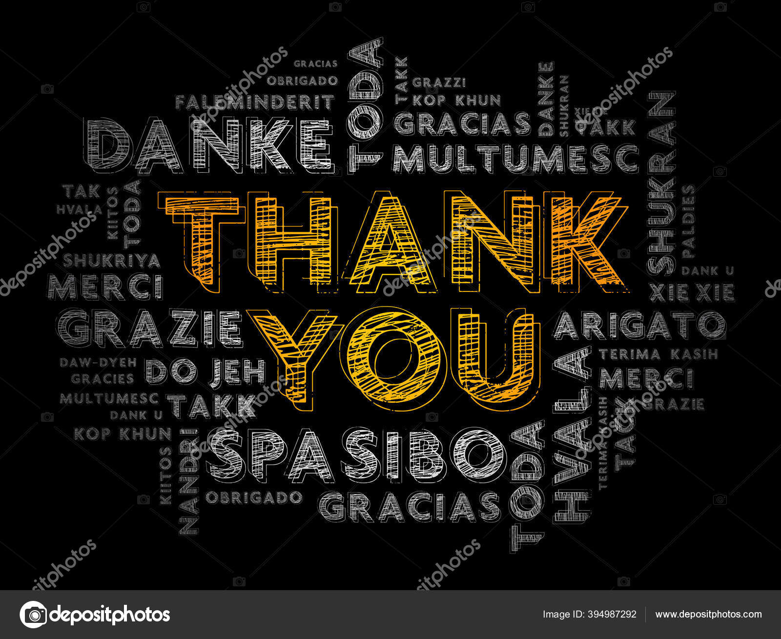 Thank You Word Cloud Background All Languages Multilingual Education ...