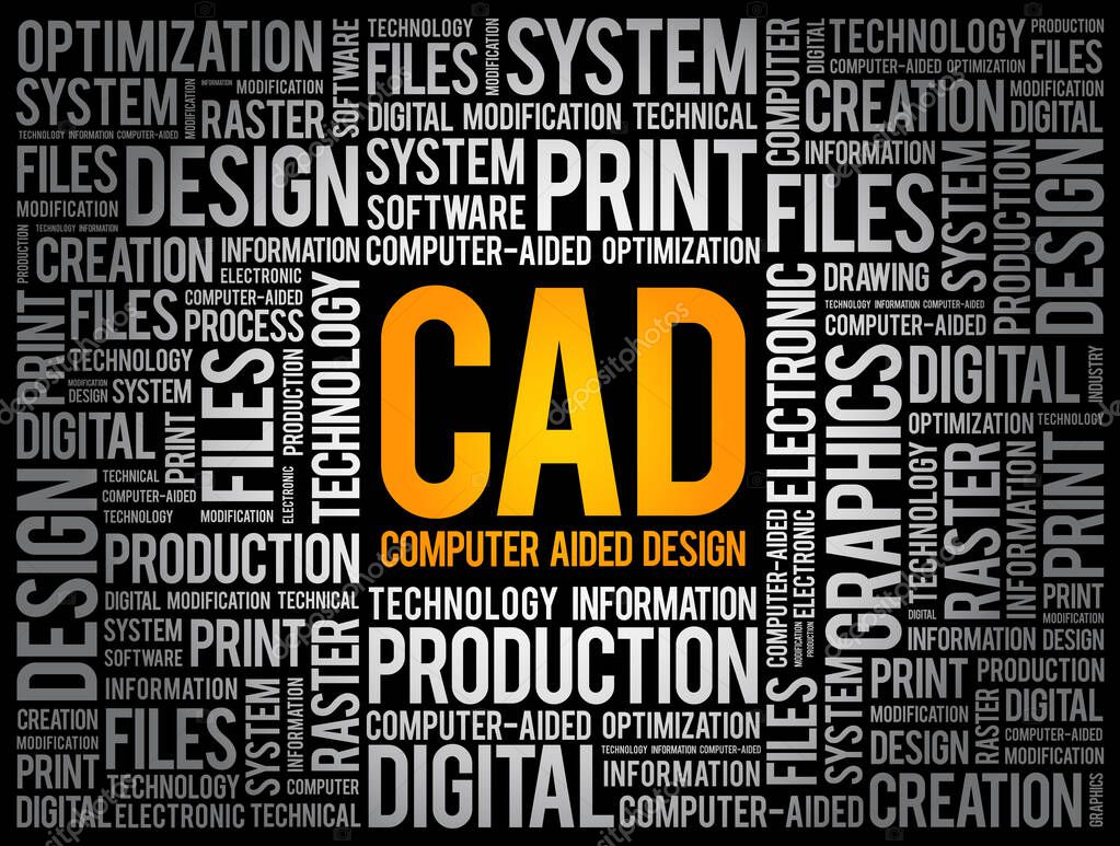Cad Diseño Asistido Por Computadora Word Cloud Business Concept ...