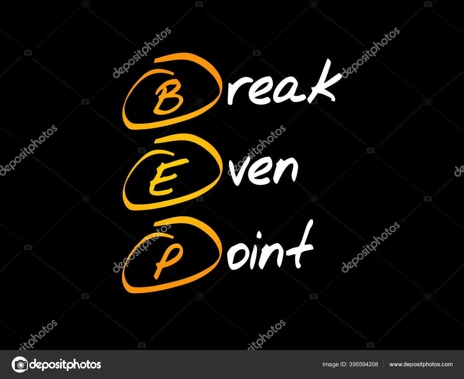 Bep Break Even Point Acronym Business Concept Background Stock Vector ...