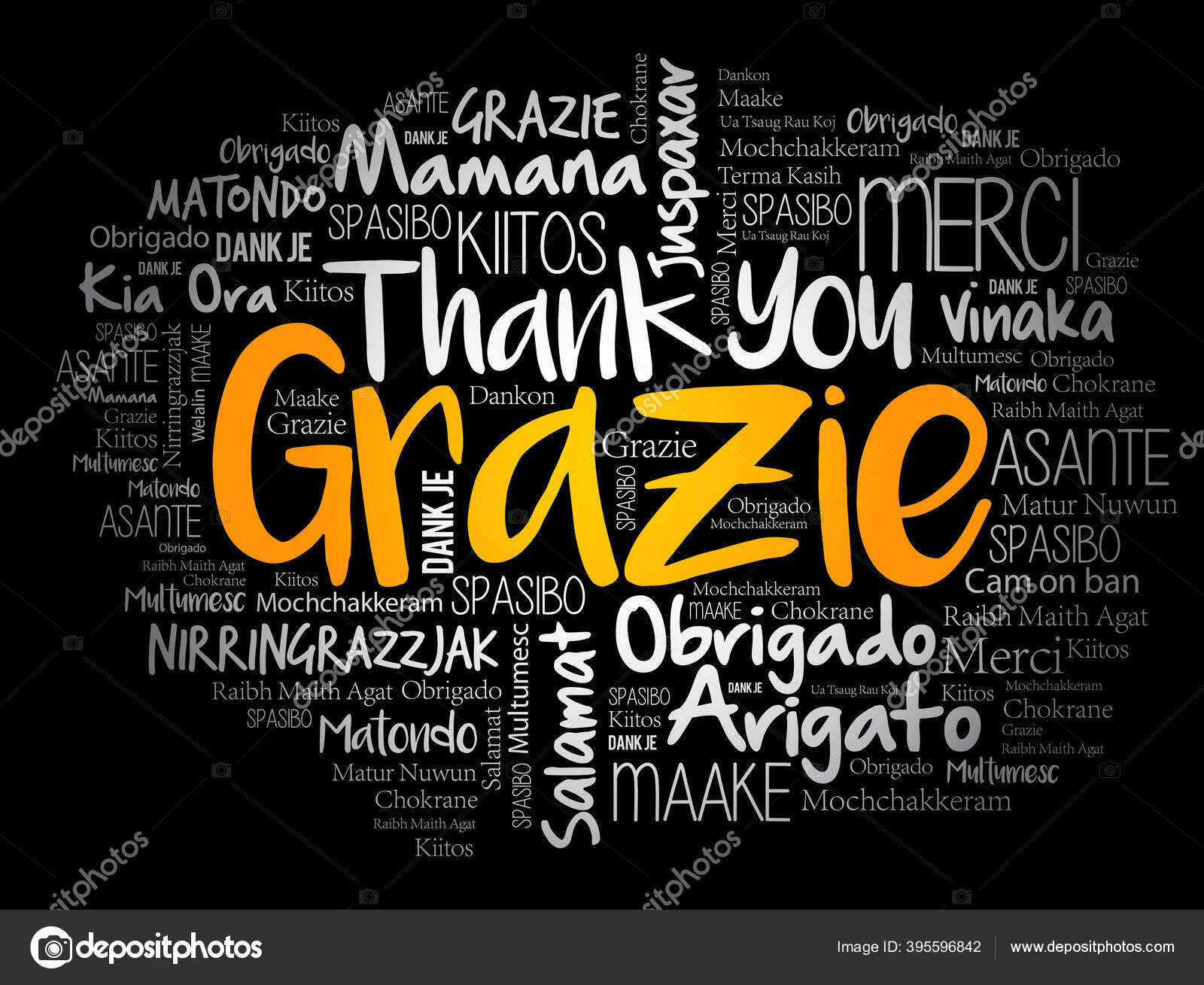 Grazie Gracias Italiano Palabra Nube Fondo Diferentes Idiomas Vector de ...