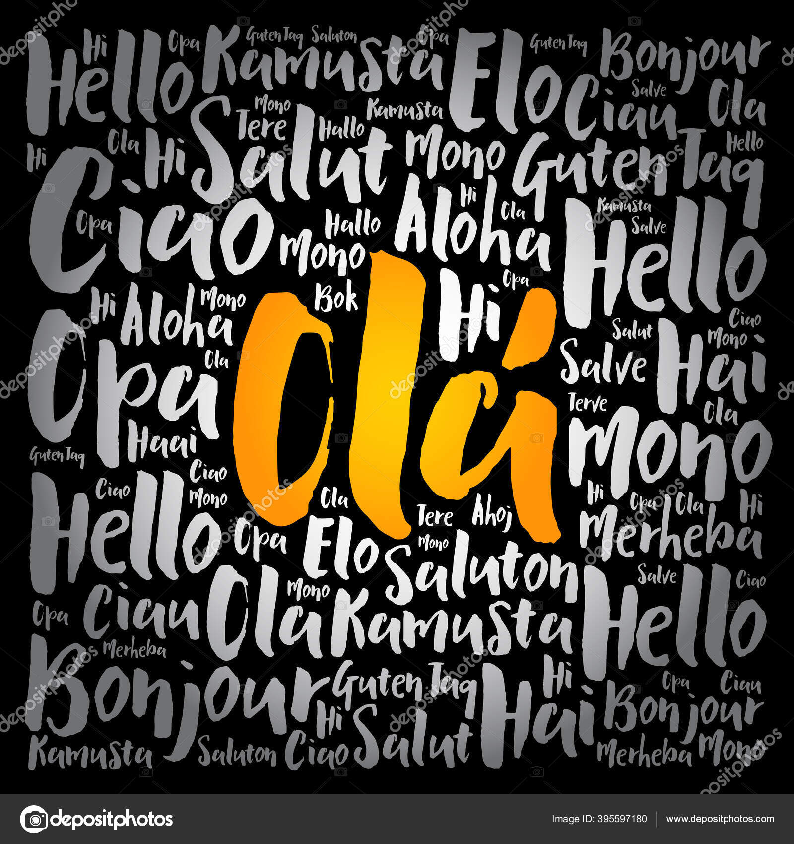 Nube Palabras Ola Hello Greeting Portugués Diferentes Idiomas Del Mundo ...
