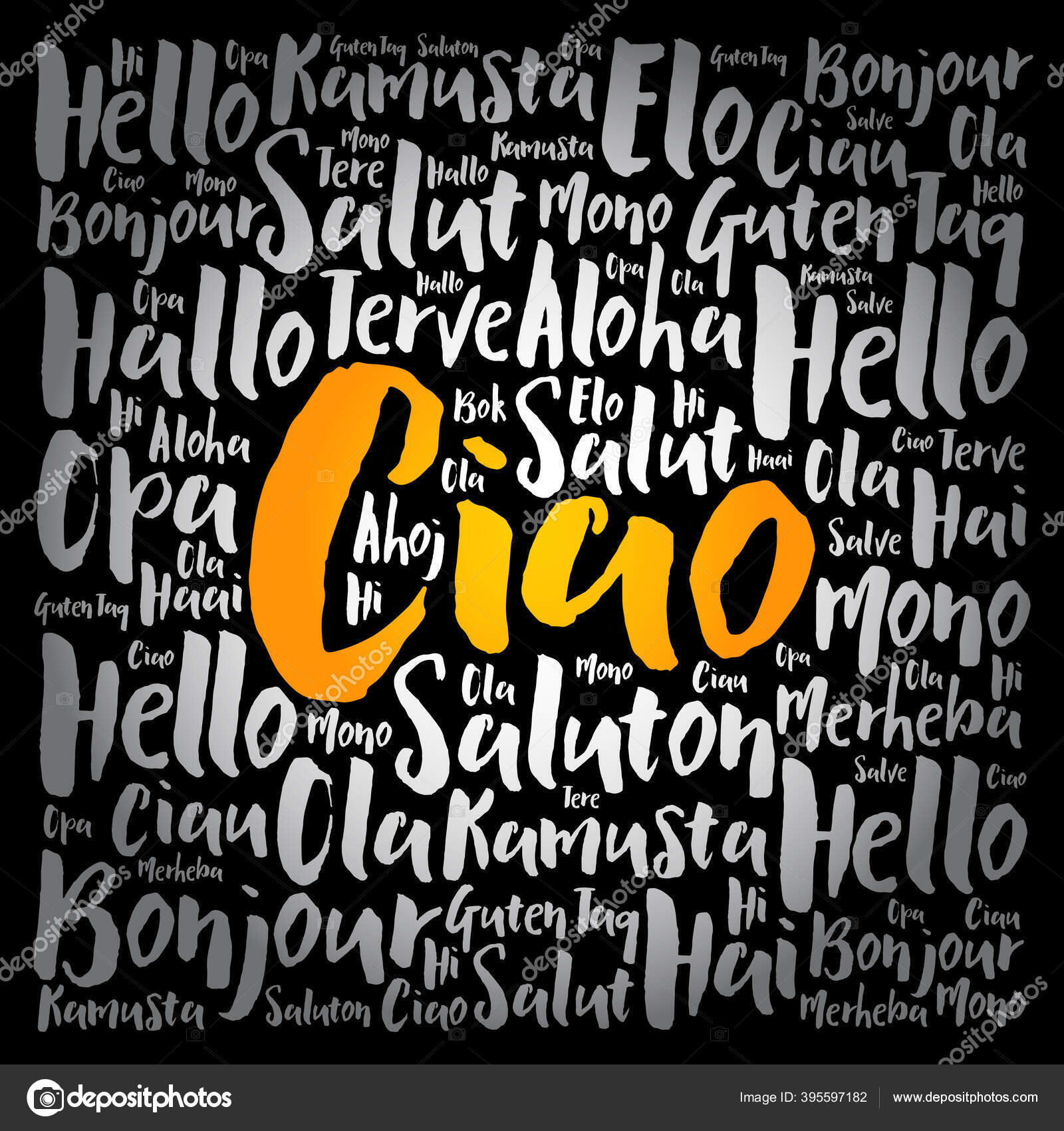 Ciao Hello Greeting Italian Word Cloud Different Languages World Stock ...