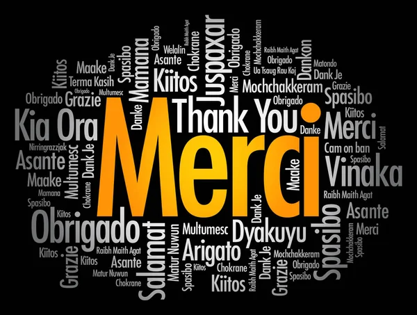 Nube Palabras Merci Gracias Francés Diferentes Idiomas Vector de stock ...