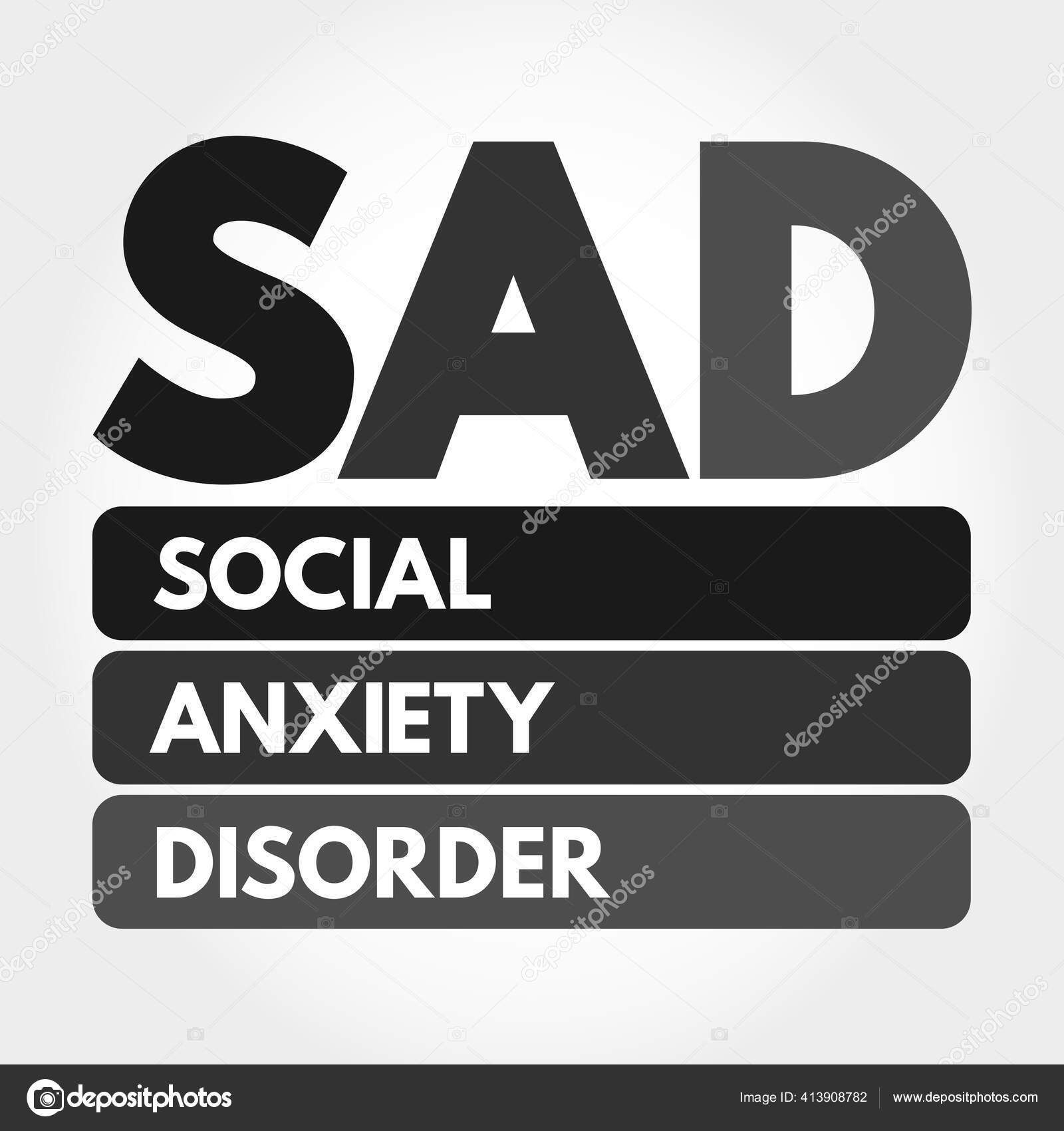 Sad Social Anxiety Disorder Acronym Concept Background Stock Vector ...