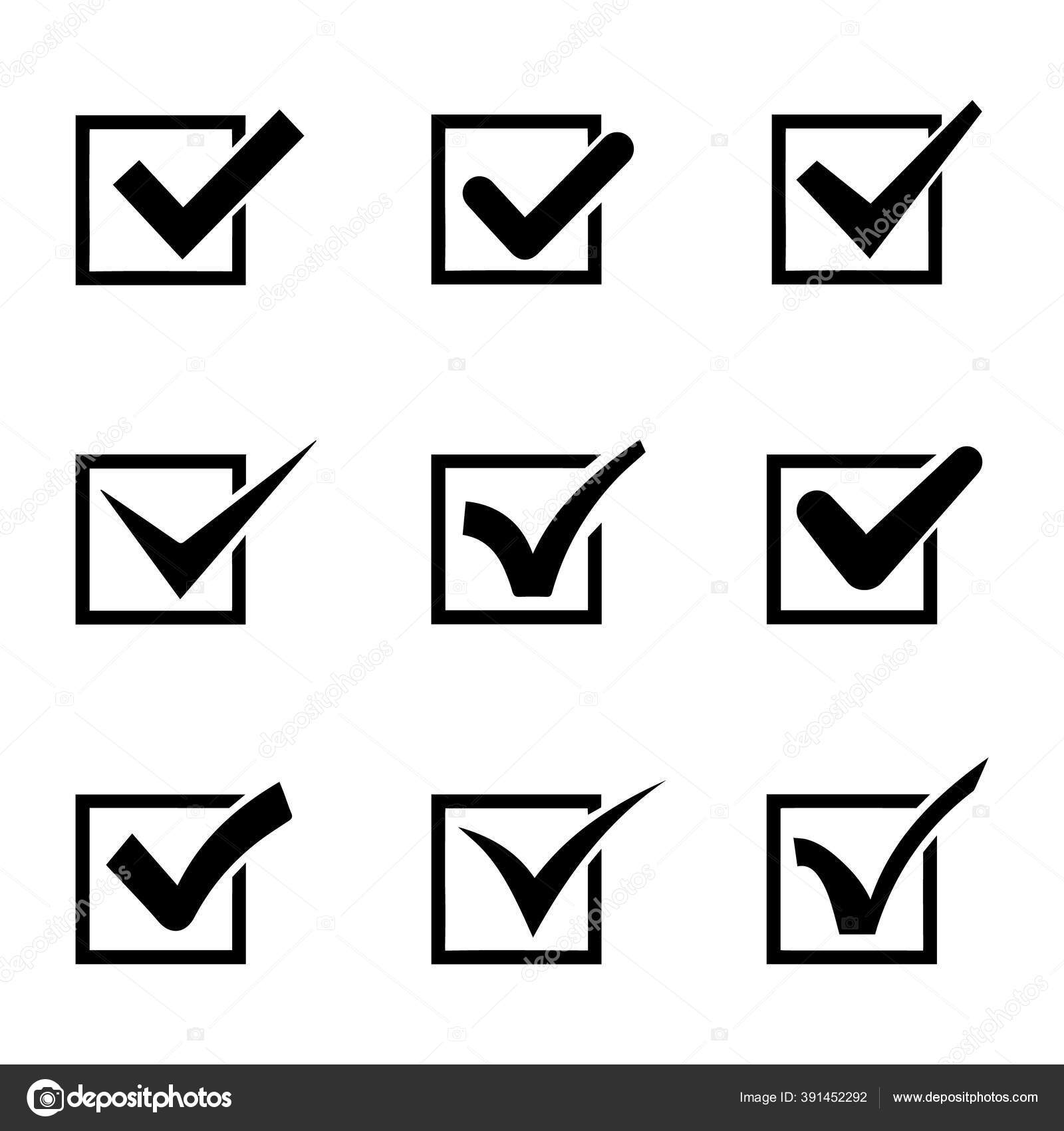 Set Nine Different Black White Vector Check Marks Ticks Boxes Stock Vector Image by ©P.i.c.a.s.o ...