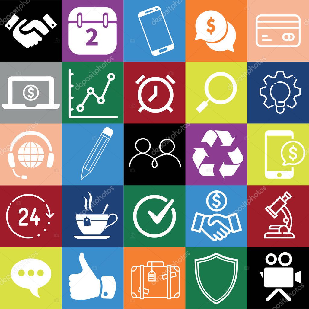 Conjunto de 25 iconos de negocios, pictogramas, símbolos. Colección ...