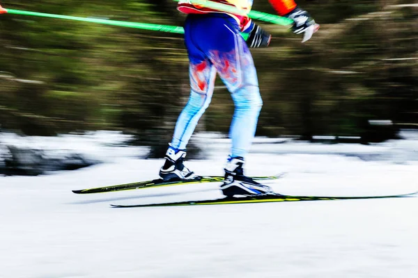 blurred image legs men skier athlete ski racing competitions - Stock ...