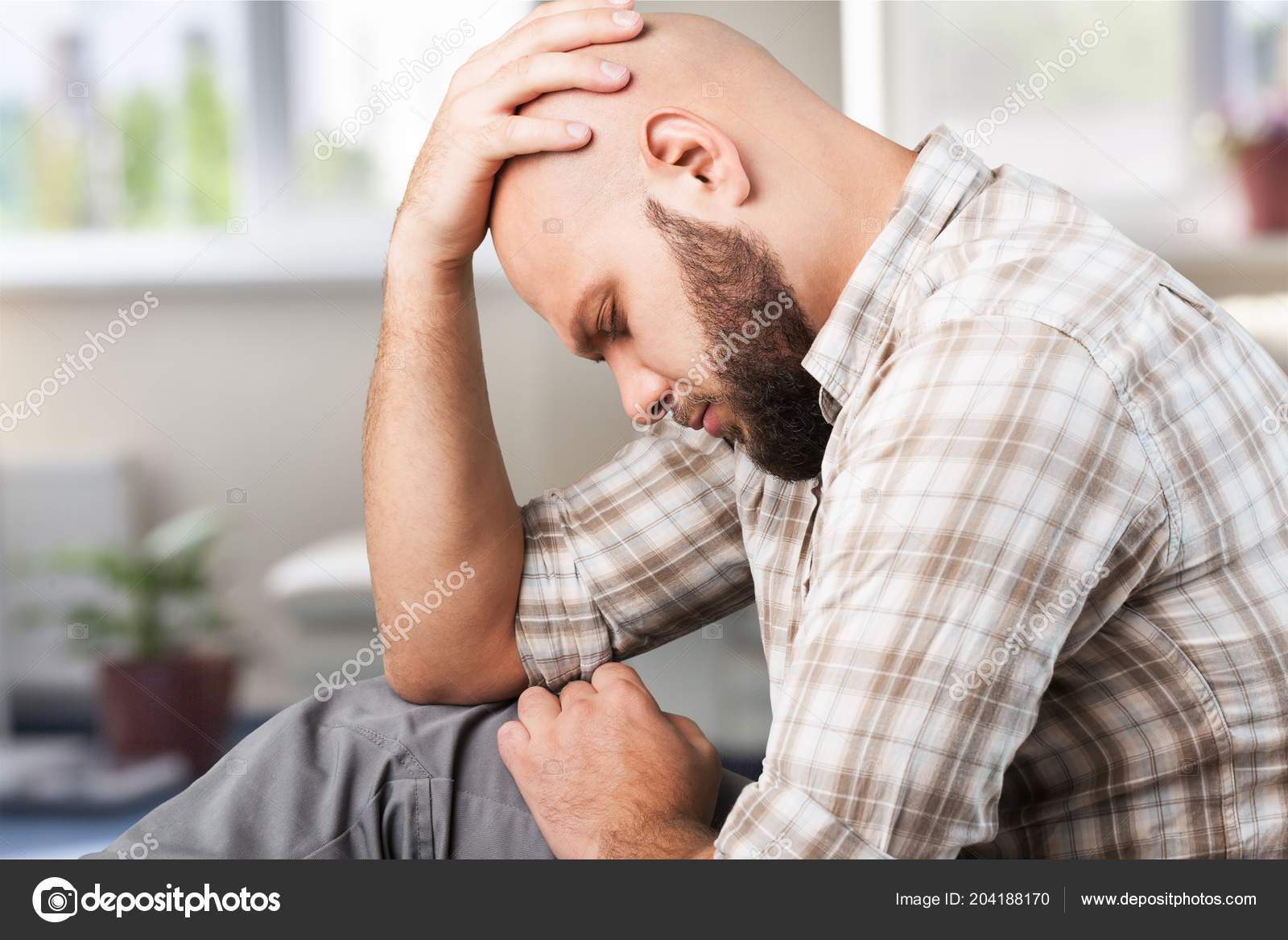 Stressed Bald Man Hand Head Background Stock Photo by ©billiondigital ...