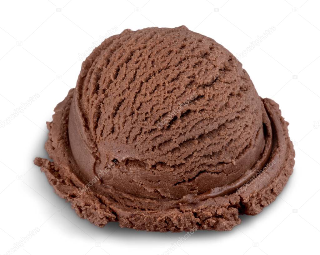 Bola Helado Chocolate Sobre Fondo Blanco — Foto de stock ...