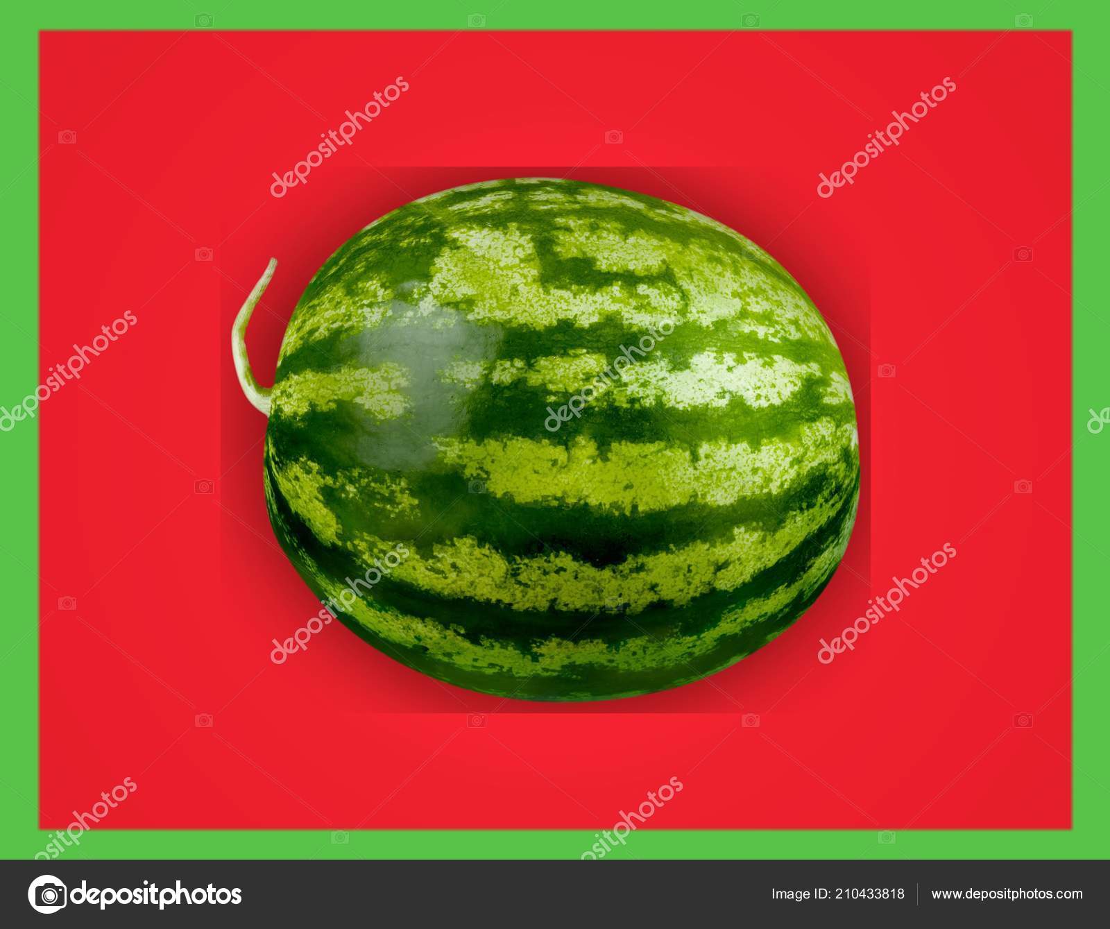 Watermelon Full Length Melon Yellow Side View Green Clipping Path ...